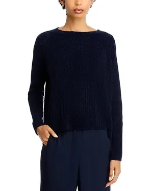 Eileen Fisher Chenille Blend Square Armhole Sweater - Ink