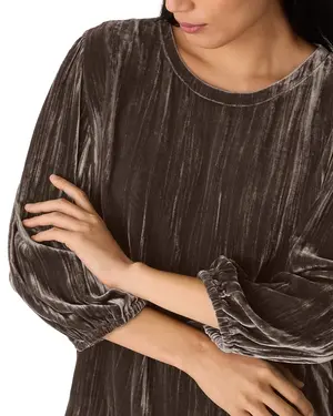 Eileen Fisher Crushed Velvet Bubble Sleeve Top