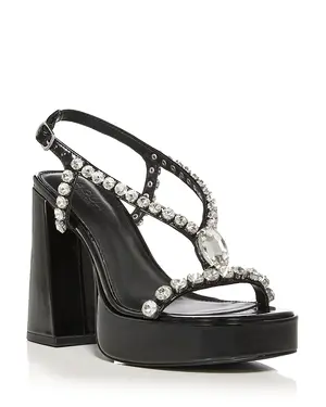 Aqua Platform High Heel Sandals - Black