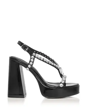 Aqua Platform High Heel Sandals - Black