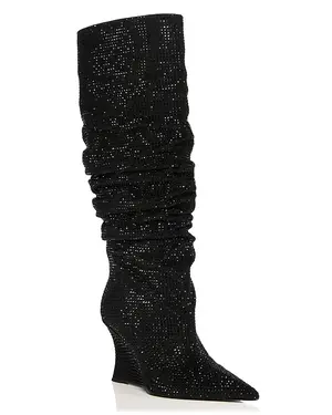 Aqua Glam Slouch Boots - Black