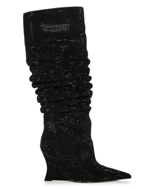 Aqua Glam Slouch Boots - Black