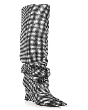 Aqua Glam Slouch Boots - Silver