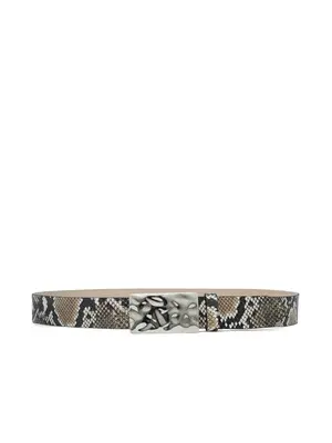 L'Agence Chara Snake-embossed Leather Belt