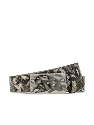 L'Agence Chara Snake-embossed Leather Belt