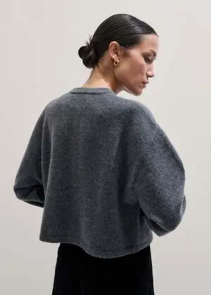 ME+EM Dramatic Sleeve Knit Jacket - Mid Grey Mélange