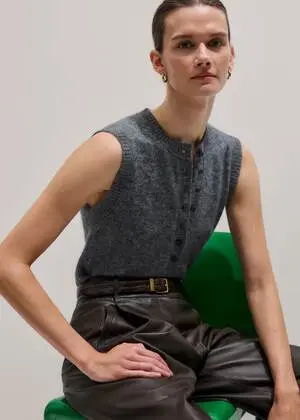 ME+EM Henley Straight Knit Vest