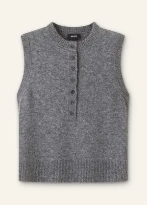 ME+EM Henley Knit Vest - Mid Grey Mélange