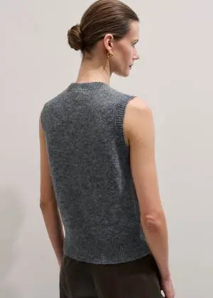 ME+EM Henley Knit Vest - Mid Grey Mélange