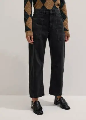ME+EM Patch Pocket Straight Leg Jeans - Black Wash