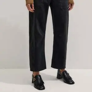 ME+EM Patch Pocket Straight Leg Jeans - Black Wash