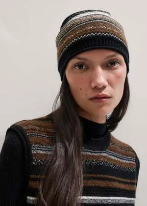 ME+EM Patterned Textured Stitch Beanie - Black Multi
