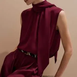 ME+EM Sleeveless Silk Top With Scarf