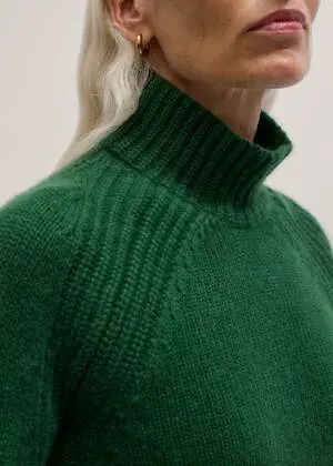 ME+EM Cashmere High Neck Jumper - Eden Green