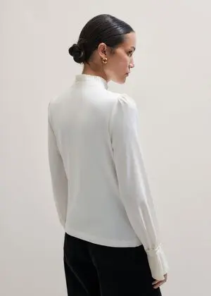 ME+EM Frill Neck Blouse With Tie