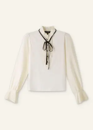 ME+EM Frill Neck Blouse With Tie