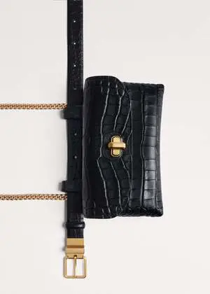ME+EM Croc-print 5-way Belt Bag - Black