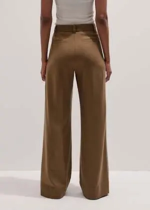 ME+EM Wool Straight-leg Pleat Front Trousers - Camel