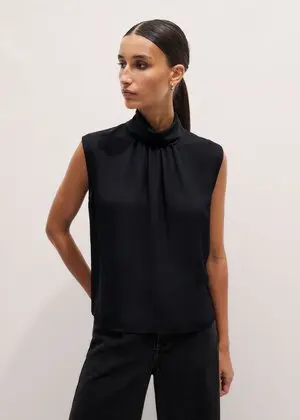 ME+EM Silk Sleeveless Top With Embellished Scarf