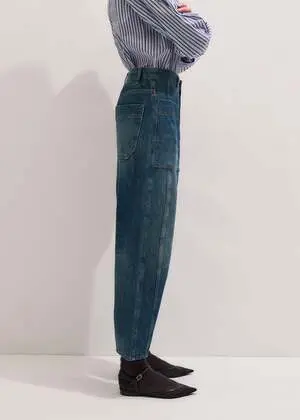 ME+EM Patch Pocket Straight Leg Jean - Authentic Mid Blue Wash