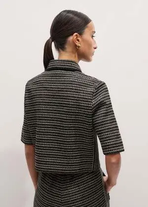 ME+EM Stripe Tweed Zip-front Top