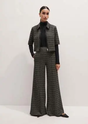 ME+EM Stripe Tweed Zip-front Top