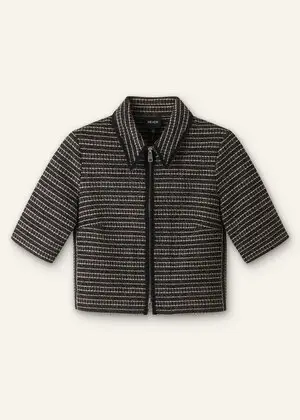 ME+EM Stripe Tweed Zip-front Top