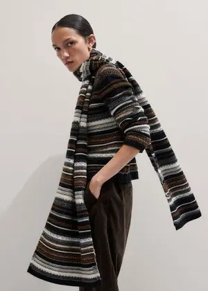 ME+EM Textured Stitch Scarf - Black Multi
