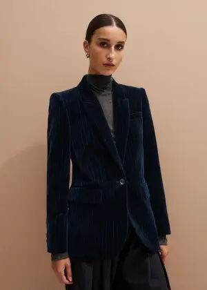 ME+EM Pinstripe Velvet Blazer