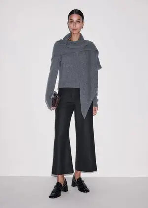 ME+EM Relaxed Fit Cropped Jumper - Mid Grey Melange