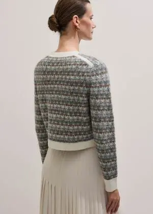 ME+EM Jacquard Knit Crop Cardigan