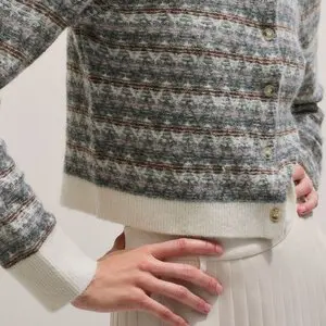 ME+EM Jacquard Knit Crop Cardigan