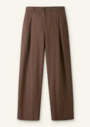 ME+EM Pleated Pinstripe Trousers - Toffee
