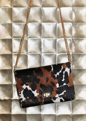 ME+EM Cow Print Envelope Clutch - Dark Brown Multi
