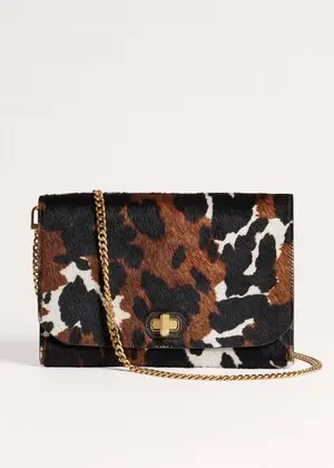 ME+EM Cow Print Envelope Clutch - Dark Brown Multi