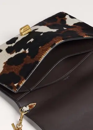ME+EM Cow Print Envelope Clutch - Dark Brown Multi