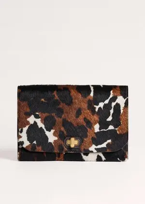 ME+EM Cow Print Envelope Clutch - Dark Brown Multi