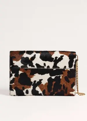 ME+EM Cow Print Envelope Clutch - Dark Brown Multi