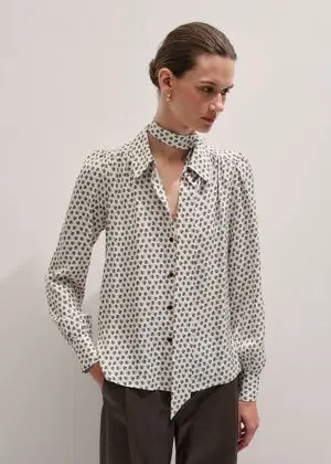 ME+EM Micro Paisley Print Blouse With Tie