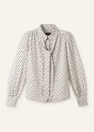 ME+EM Micro Paisley Print Blouse With Tie