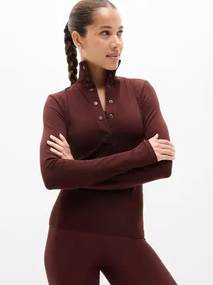 Athleta Flurry Seamless Henley - Garnet