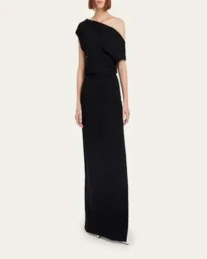 Proenza Schouler Rosina Draped Double-crepe Dress - Black