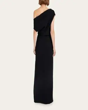 Proenza Schouler Rosina Draped Double-crepe Dress - Black