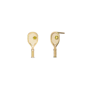 PASCAL Tennis Racket Stud Earrings - Gold/yellow Diamond