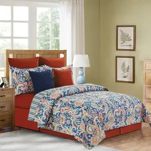 C&F HOME Marla Damask Cotton Quilt Setreversible And Machine Washable - Blue
