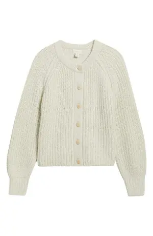 Caslon Metallic Shaker Stitch Cardigan - Ivory Pristine