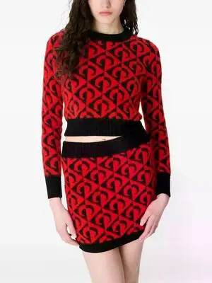 MARINE SERRE Moon Lozenge-knit Miniskirt