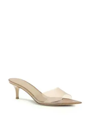 GIANVITO ROSSI 55mm Elle Transparent Strap Pointed Toe Heeled Sandals - Neutrals