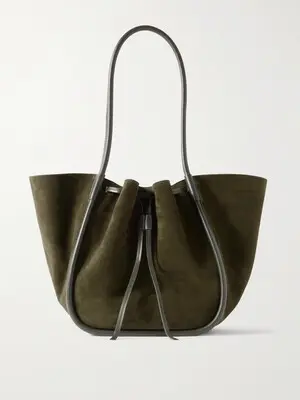 Proenza Schouler Large Suede Tote With Leather Trim - Green
