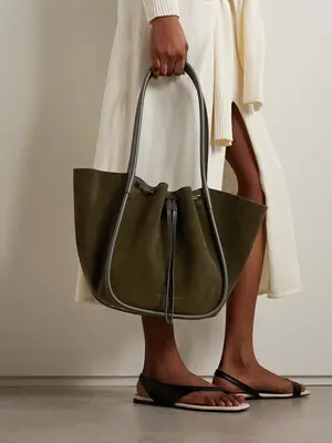 Proenza Schouler Large Suede Tote With Leather Trim - Green